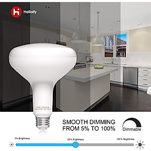 helloify Dimmable BR40 LED Flood Light Bulb 12W, 75W Equivalent, 2700K Soft White Light, Energy Saving Lamp for Office/Home, E26 Screw Base, 6PCS