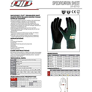 ATG 34-8743/XL MaxiFlex Cut - Black Micro-Foam Nitrile Coated Palm And Fingers - XLarge - 12 Pair Per Box