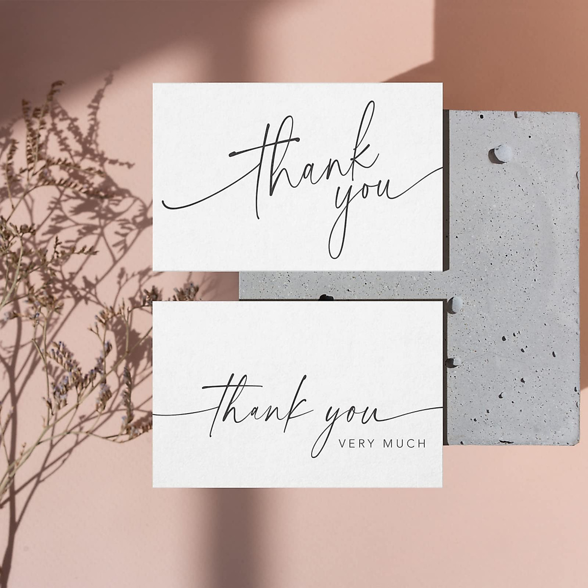 Thank You Cards with Kraft Envelopes and Matching Stickers, Bulk Pack of 100, 4x6 Inch Minimalistic Design | Suitable for Business, Baby Shower, Wedding, Small Business, Graduation, Bridal Shower, Funeral
