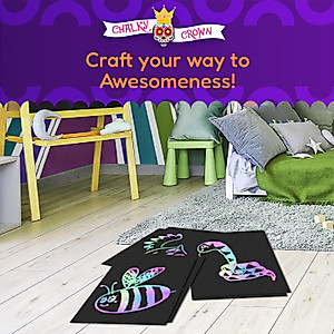 CHALKY CROWN Scratch Art, Scratch Paper - Black Scratch Art Paper, Rainbow Scratch Paper Art Set - Black Scratch Paper, Art Paper, Rainbow Paper - Art Paper, Scratch Pad