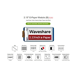 waveshare 2.13inch e-Paper Compatible with Raspberry Pi Pico Red/Black/White Three-Color Display