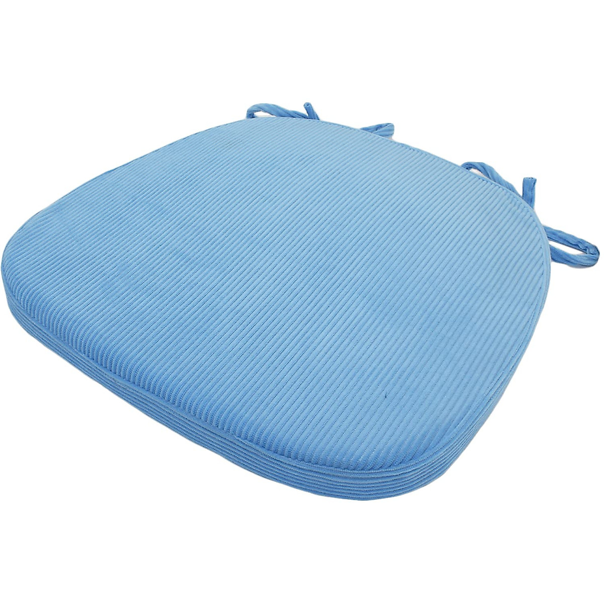 KGPLOME Chair Cushion with Ties for Dining Chairs - Non Slip Memory Foam Kitchen Seat Pad and Indoor Pad with Machine Washable Cover [ 16.5 x 16.2 Inches ] - Blue