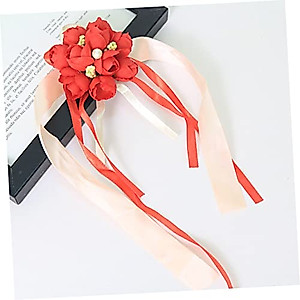 VOSAREA 5Pcs Wrist Flower Wedding Bridal Rose Hand Flowers Bridal Hand Flower Corsage Wristlet Prom Dresses Wedding Corsages Flower Corsage Ballgown Peony Silk Flower Bride Wedding Flowers