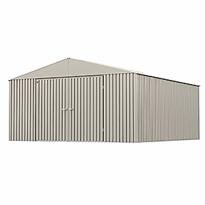 Arrow Shed Elite 14' x 16' Outdoor Lockable Gable Roof Steel Storage Shed Building, Cool Grey