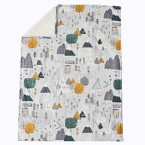 Brandream Woodland Baby Crib Bedding Set | 3-Piece Crib Bed Blanket, Fitted Crib Sheet and Crib Bed Skirt Cotton | Snow Mountain Ancient Forest Theme - Gray White Black