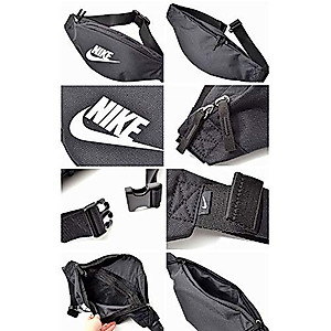 NIKE unisex-adult Heritage Hip Pack Bag , Black/Black/White, Misc