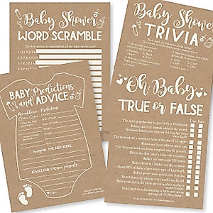 50 Rustic Baby Prediction And Advice Cards, Trivia Games, etc, 25 Love or Labor, Boobs Or Baby Butts Game, 25 Baby Animal Matching, Nursery Rhyme Game - 8 Double Sided Cards Baby Shower Games Funny
