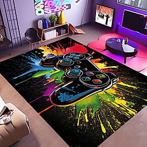 Osimiccp Gaming Rug for Boys Room,3'x5' Non-Slip Colorful Cool Game Rug for Bedroom Living Room Game Room Rug Decor