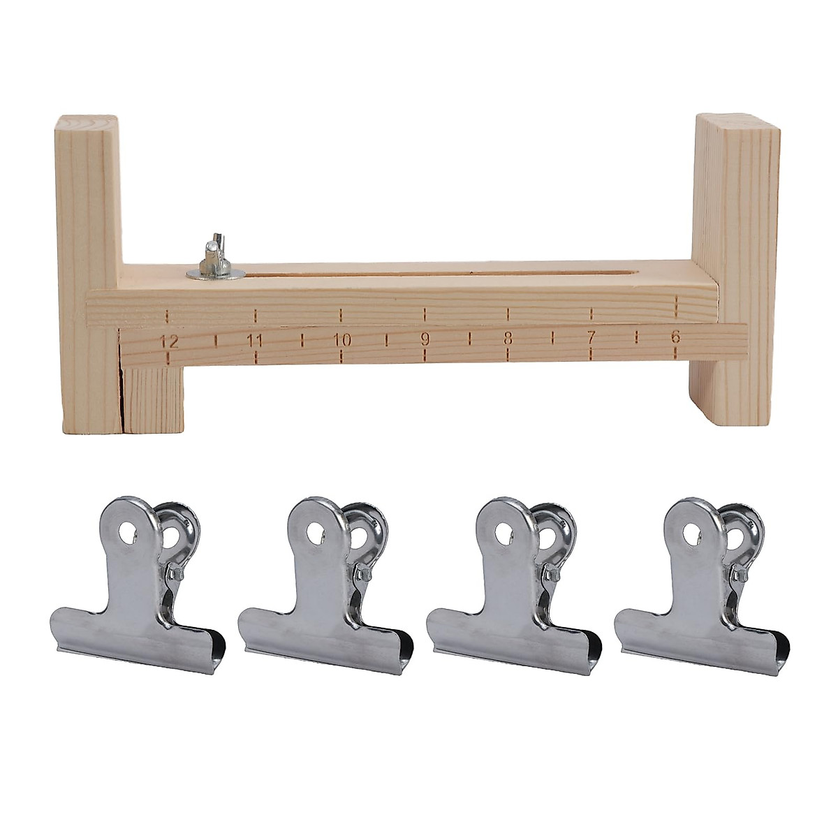 CALIDAKA Jig Bracelet Maker with 4 Pcs Clips, Wood Jig Bracelet Maker U Shape Clear Scale Bracelet, DIY Hand Knitting Bracelet Jig Bracelet Braiding Tool for DIY Crafting Weaving(A)