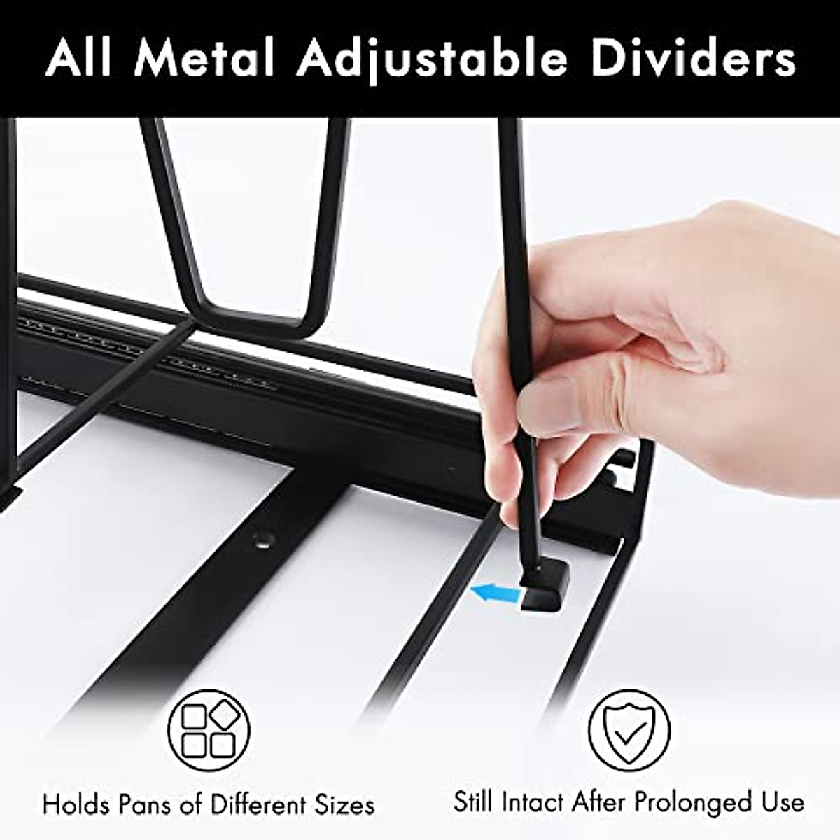 KES Pull Out Cabinet Organizer, Pot and Pan Organizer for Cabinet 12" W * 21" D Cookware Organizer Slide Out for Pans, Pots, and Lids Matte Black Under Sink Organizers and Storage, KPR500W30D53-BK