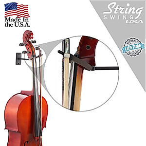 String Swing BCC03F4-FW-C Cello Hanger Wall Mount with Bow Holder Peg Electric and Acoustic