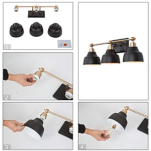 classy leaves Bathroom Light Fixtures, Farmhouse Bathroom Light Fixtures, 3-Light Bathroom Vanity Light with Black Metal Shade and Gold Socket for Bathroom, Hallway, 24.5’’ L x 7’’ W x 8’’ H