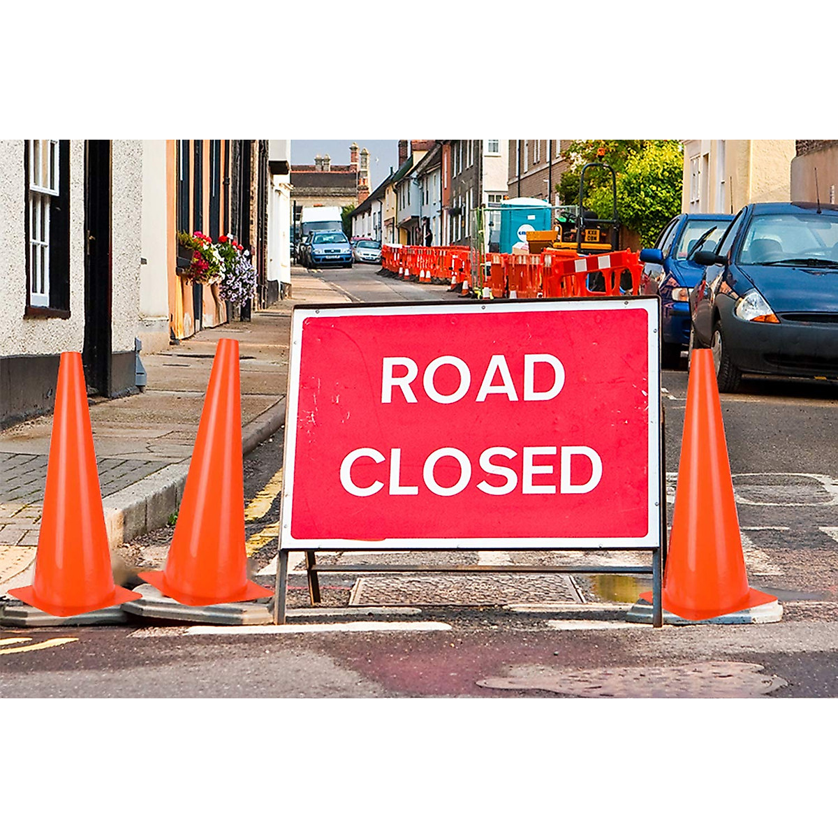 18 Inch Traffic Safety Cones, [4 Pack] Orange Parking Cones Training Cones, Plastic Cones for Indoor/Outdoor Activity & Festive Events