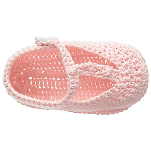 Jefferies Socks Baby-Girls Newborn T-Strap Mary Jane Crochet Bootie, Light Pink, Newborn