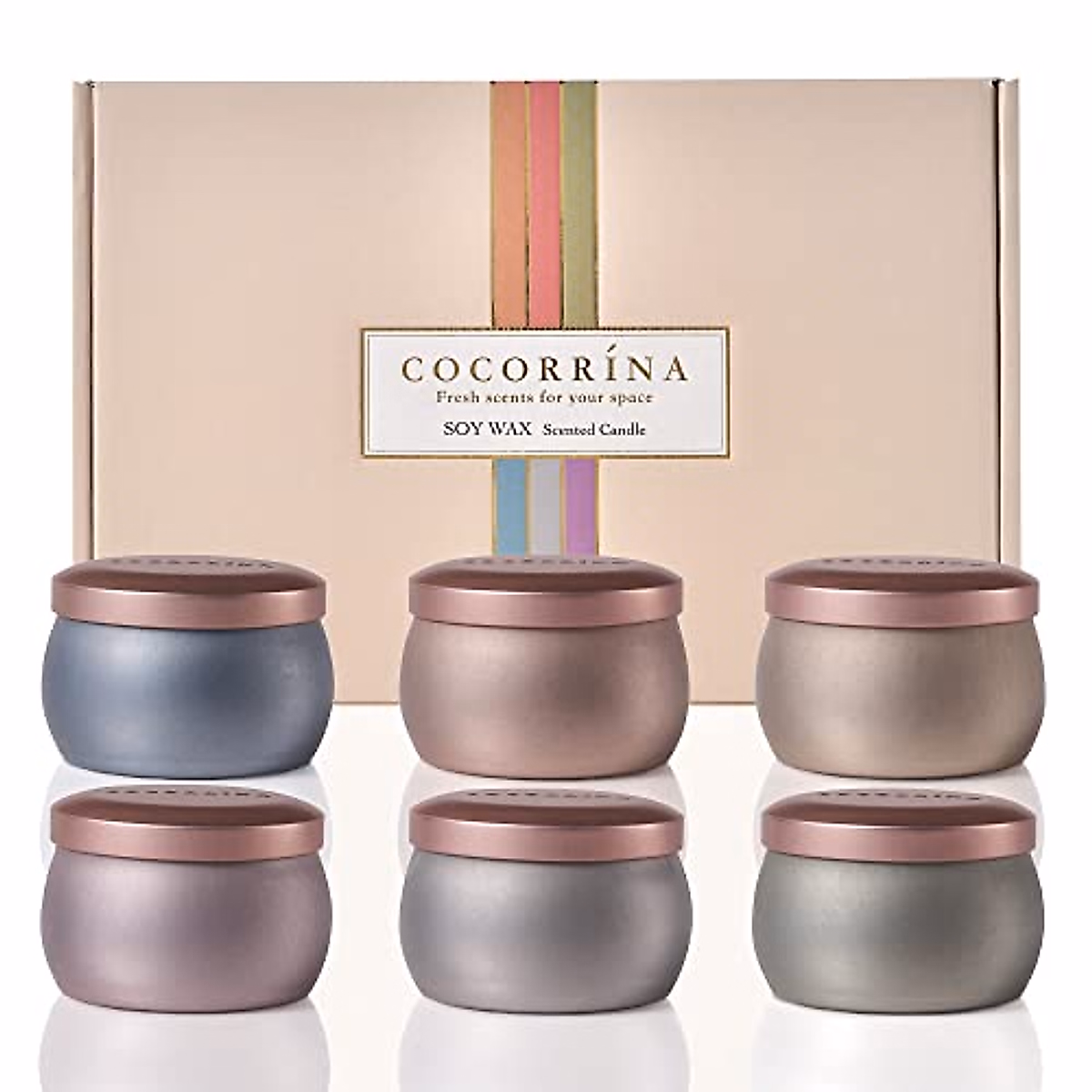 Cocorrína Scented Candles Gifts for Women - 6 Pack/ 3.8oz Soy Wax Candles Home Scented Gifts Sets for Birthdays, Thanksgiving, Christmas - Home Decor, Yoga （Aromatherapy）