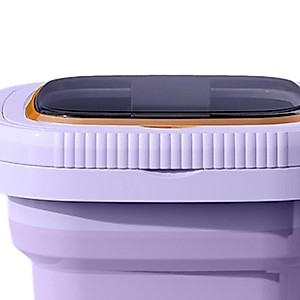 Portable Foldable Washing Machine, Small Bucket Washer, High Power Easily to Carry Compact Small Washer for RV Apartment Camping Dorm Sock, 9L violet clear lid