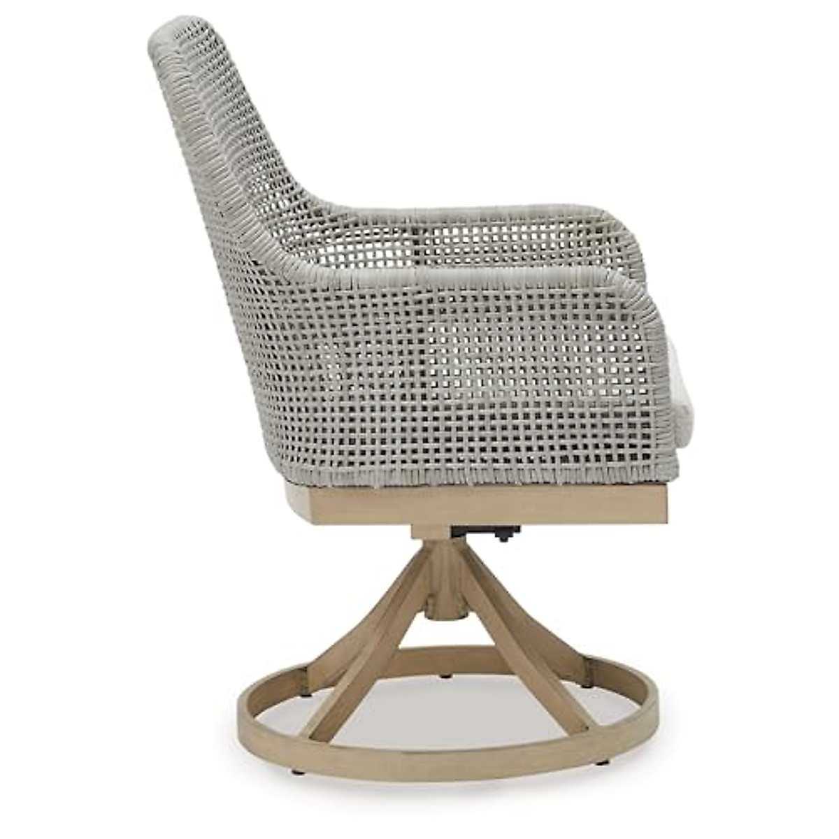 Signature Design by Ashley Seton Creek Outdoor Swivel Dining Chair, Set of 2, 25" W x 26" D x 36" H, Light Brown & Light Gray