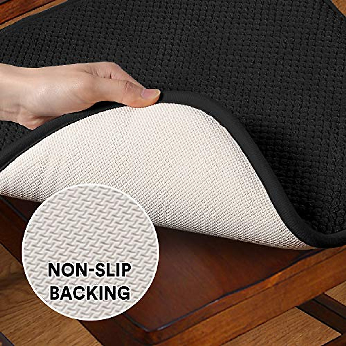 Turquoize Non Slip Memory Foam Seat Chair Cushion Pads Honeycomb Premium Comfort Memory Foam Chair Pads/Cushions with Ties - Seat Cover 16" x 16" Chair/Seat Cushion Pad, 2 Pack, Black