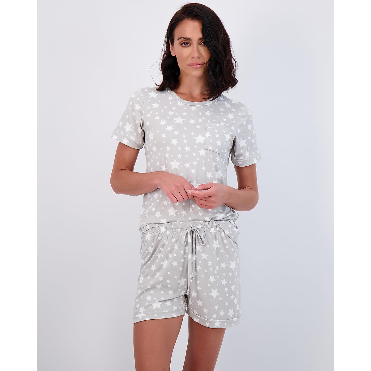 2 Pack: Womens Short Sleeve Tops Striped Pajama Sets Shorts Ladies Summer Soft 2 Piece Matching Cute Comfy Sleepwear Pajamas Adult Loungewear Bottoms lounge Pijamas de Mujer Pj Women - Set 5, 2XL