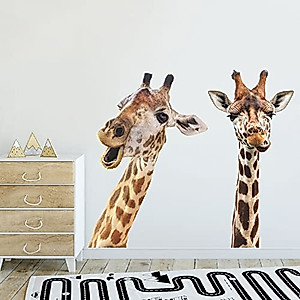 Cute Giraffe Wall Decals 2 Sheets Giraffe Decor Stickers, Lovely Window Decor Animal Wall Stickers Art Decorations for Kids Room Living Room Nursery Classroom