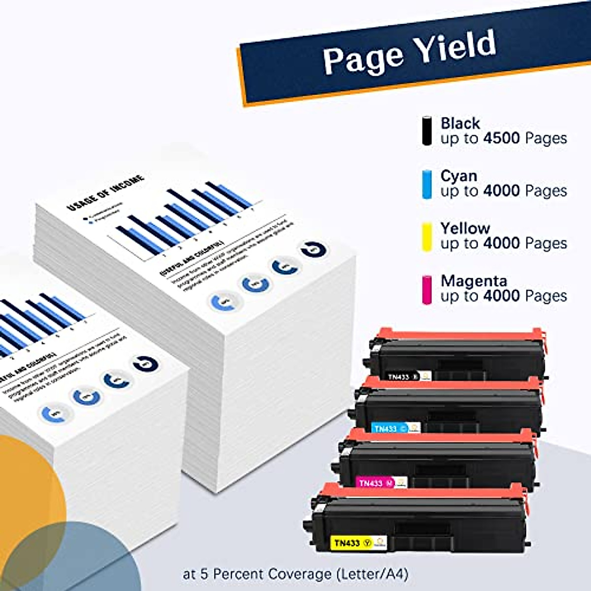 Colorking Compatible Toner Cartridge Replacement for Brother TN433 TN-433 TN433BK TN431 Toner for Brother HL-L8360CDW HL-L8360CDWT MFC-L8900CDW HL-L8260CDW MFC-L8610CDW MFC-L9570CDW Printer(4 Pack)