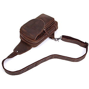 EVERDOSS Sling Backpack Leather Chest Pack Crossbody Travel Hiking Bag