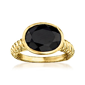 Ross-Simons Black Onyx Ring in 18kt Gold Over Sterling. Size 8