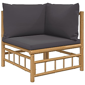 CUMYZO 11 Piece Patio Lounge Set with Dark Gray Cushions Bamboo 94.05kg/206.91lb