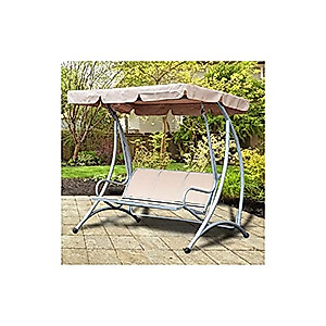 Waterproof Patio Swing Canopy Cover Set - Patio Swing Cushion Cover 3 Person Swing Seat Cover Replacement Anti Dust Protector 74.80 x 51.97 x 5.91 inch(Beige)