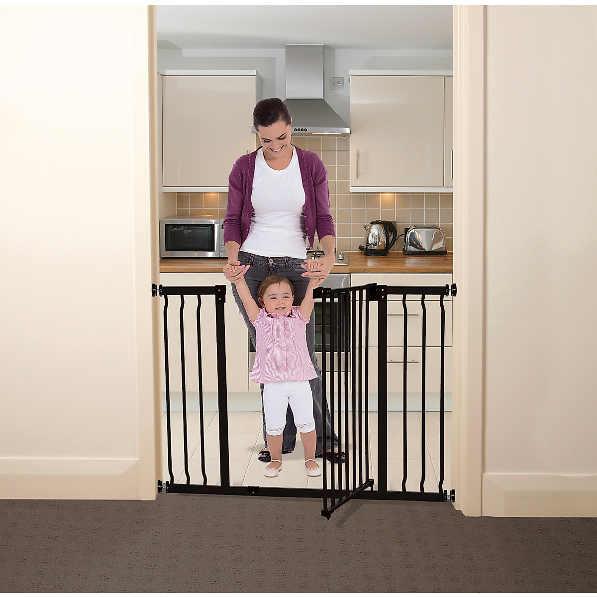 Dreambaby Liberty Security Baby Safety Gate - with Smart Stay Open Feature - Fits Openings 39-42 inches Wide - Black - Model L920BB