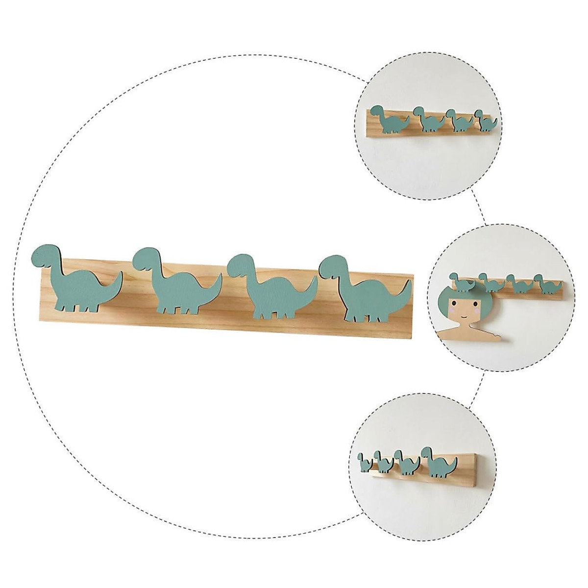 Dinosaur Hook Entryway Rack Hangers for Kids Wall-Mounted Hook Bedroom Hook Hat Hook Single Towel Hook Entry Hooks Kids Decor Home Decor Shower Room Hooks Wooden Coat Child Storage