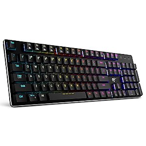 Mechanical Keyboard HAVIT RGB Backlit Wired Gaming Keyboard Extra-Thin & Light, Kailh Latest Low Profile Blue Switches, 104 Keys N-Key Rollover HV-KB395L (Black) (Renewed)