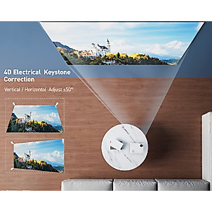 Projector 5G WiFi 1080P Native Projector, 4K Support 500 ANSI 13000L Max 300'' Display YZQ Projector for Gaming Teather and Outdoor, 50% Zoom 120000H Life, Compatible with Phones/Laptops/TV Stick/PS5