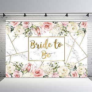 MEHOFOND Bride to Be Marble Backdrop Bridal Shower Miss to Mrs Wedding Party Supplies White Blush Pink Floral Photobooth Girls Bachelorette Engagement Photography Background Banner 7x5ft