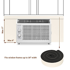 BEWAVE Window Air Conditioner Insulation Foam Panels, AC Side Surround Panels Kit with Top Seal Strip for AC Unit Indoor 2 Pack