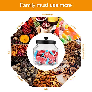 Glass Jars With Sealed Lids,Clear Glass Food Storage container with Black Brushed Metal lids,55 OZ(Set of 4)