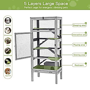 GUTINNEEN Ferret Cage Rat Cage 5 Levels Small Animal Cage for Chinchilla, Hedgehogs, Squirrel, Chameleon, Lizard, Gerbils