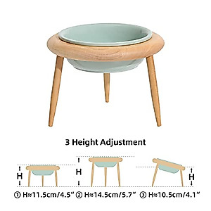 Havniva Ceramics Cat Bowl Adjustable Cat Food Bowl Kitty Bowl Raised Tilted Cat Bowl Cat Water Bowl Pet Supplies Slanted Elevated Cat Bowl (600ml, Light Green)