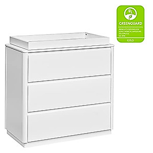 babyletto Bento 3-Drawer Changer Dresser with Removable Changing Tray in White, Greenguard Gold Certified