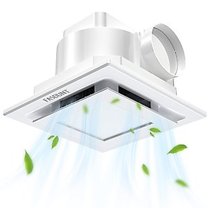 FASDUNT Bathroom Ceiling Fan with Light, 120 CFM 1.0 Sones Quiet Ventilation Fan 5000K for Home Bath Office Hotel, White