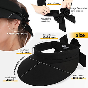 Simplicity Black Visor Women UPF 50+ UV Protection Sun Hat Womens Wide Brim Beach Hats for Women Sun Hat,Black