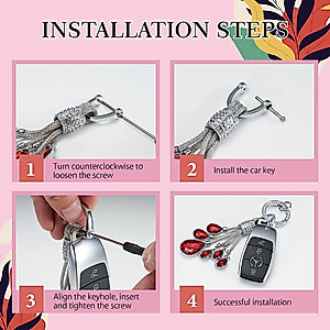 Bling Crystal Car Keychain for Women, Keychain Accessories With Rhinestones, Fashionable Car Key Chain for Car Keys Fit BMW Honda Audi Lexus Ford Mercedes Benz Nissan Cadillac Toyota (2 Red)