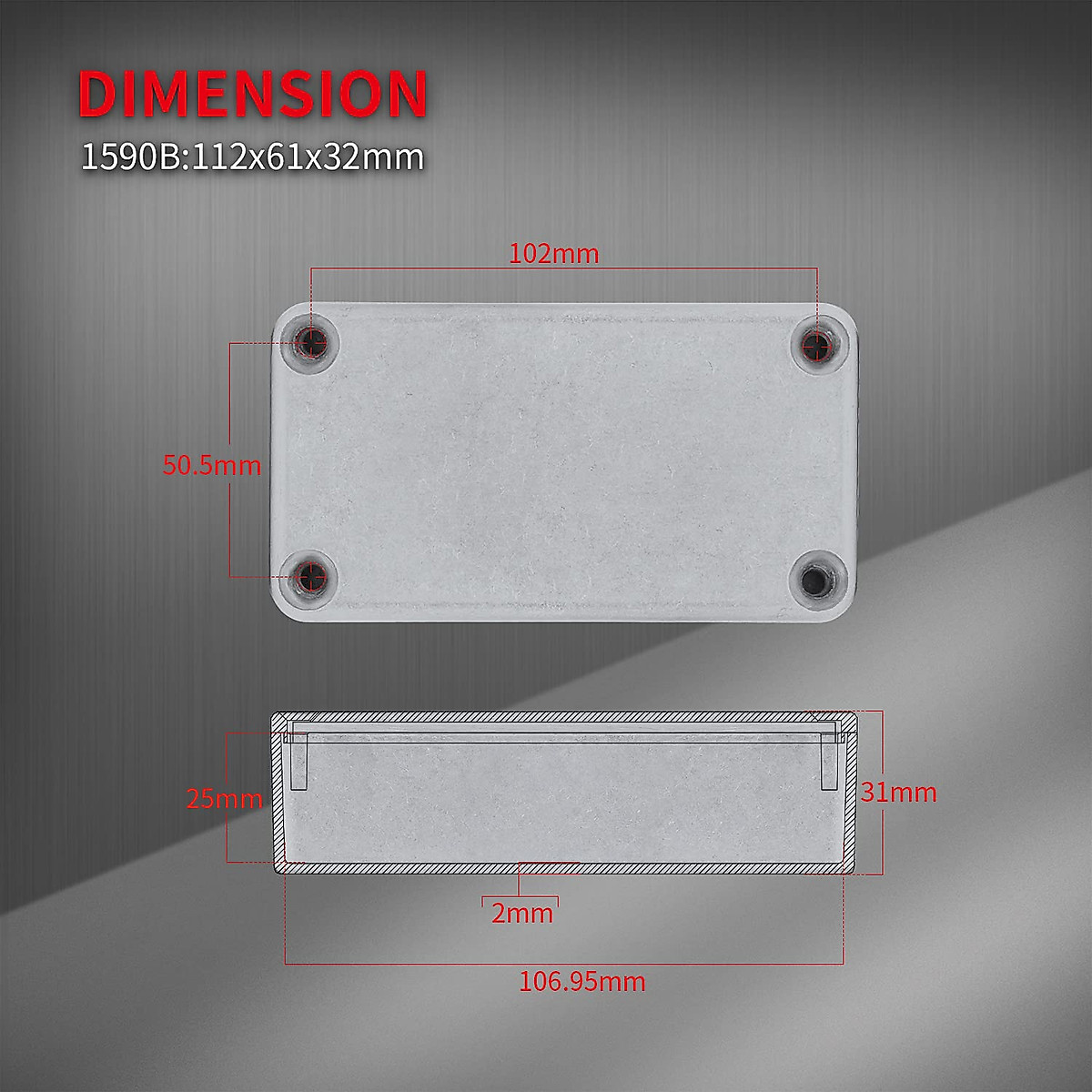 DaierTek 1590B Stomp Box Guitar Pedal Enclosure 112x61x32 MM Aluminum Guitar Pedal Box Diecast Stomp Box Case Unfinished Toggle Switch Box