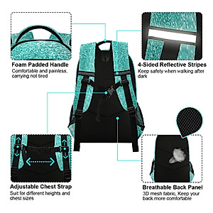 Eionryn Teal Turquoise Sparkle Backpack Aqua Green Laptop Backpacks Book Bags Water Resistant Daypack Durable College Shoulder Bag Sports Travel Day Pack