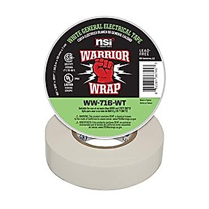 NSI WW-716-WT WarriorWrap General 7 mil Vinyl Electrical Tape, 3/4" Width, 60' Length, White