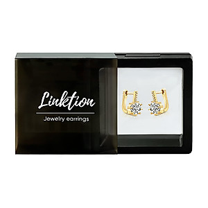 LINKTION Gold Earrings for Women Trendy, 14k Gold Hoop Plated Drop Dangle Earrings for Women Mens and Teacher, Ear Buds Cute Hypoallergenic Earrings Ear Studs Lightweight Jewelry Gift