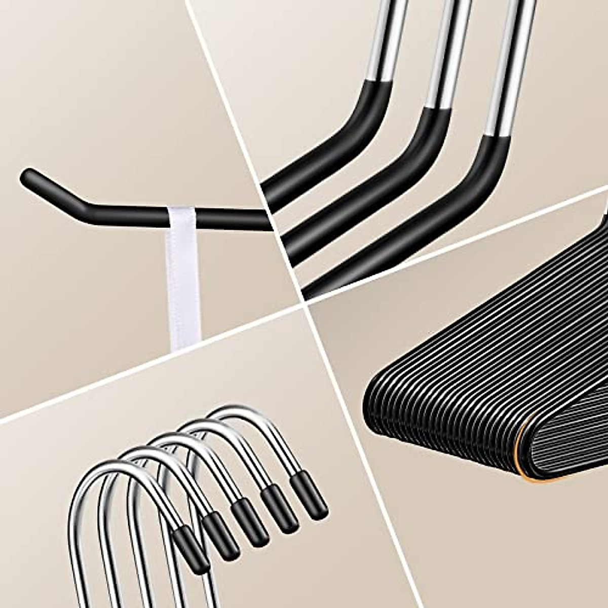 60 Pack Open Ended Pants Hangers, Metal Non Slip Trouser Hangers, Anti Rust Chrome Rubber Coating Slack Jeans Hangers, Heavy Duty Space Saving Pants Hangers for Pants Jeans Trousers Slacks Skirts