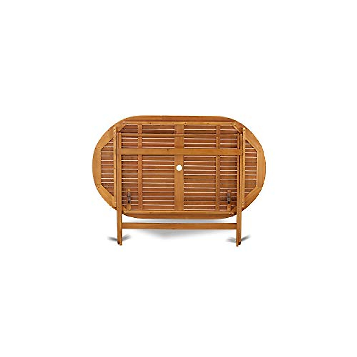 East West Furniture DIDK5CWNA 5 Piece Patio Garden Table Set Includes an Oval Outdoor Acacia Wood Dining Table and 4 Folding Side Chairs, 36x60 Inch, Natural Oil