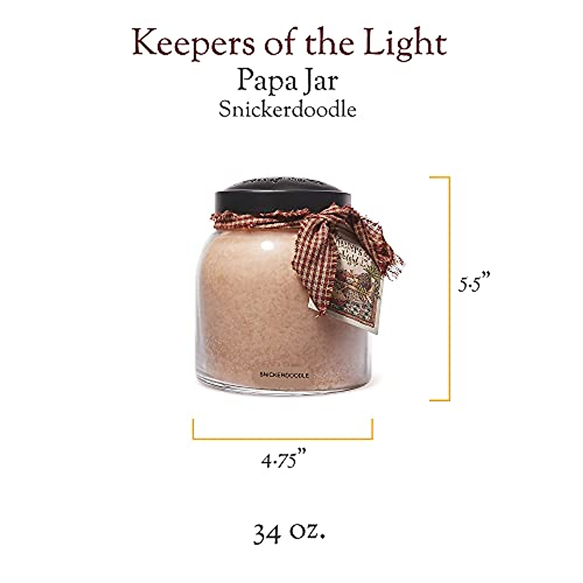A Cheerful Giver — Snickerdoodle - 34oz Papa Scented Candle Jar with Lid - Keepers of the Light - 155 Hours of Burn Time, Gift for Women, Brown