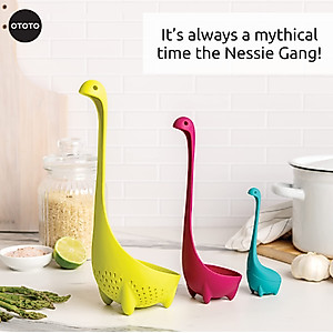The Nessie Family by OTOTO - Pack of 3 Tea Infuser, Soup Ladle, and Colander - Cute Kitchen Accessories, Cooking Gifts, Funny Kitchen Gadgets, Kitchen Gifts